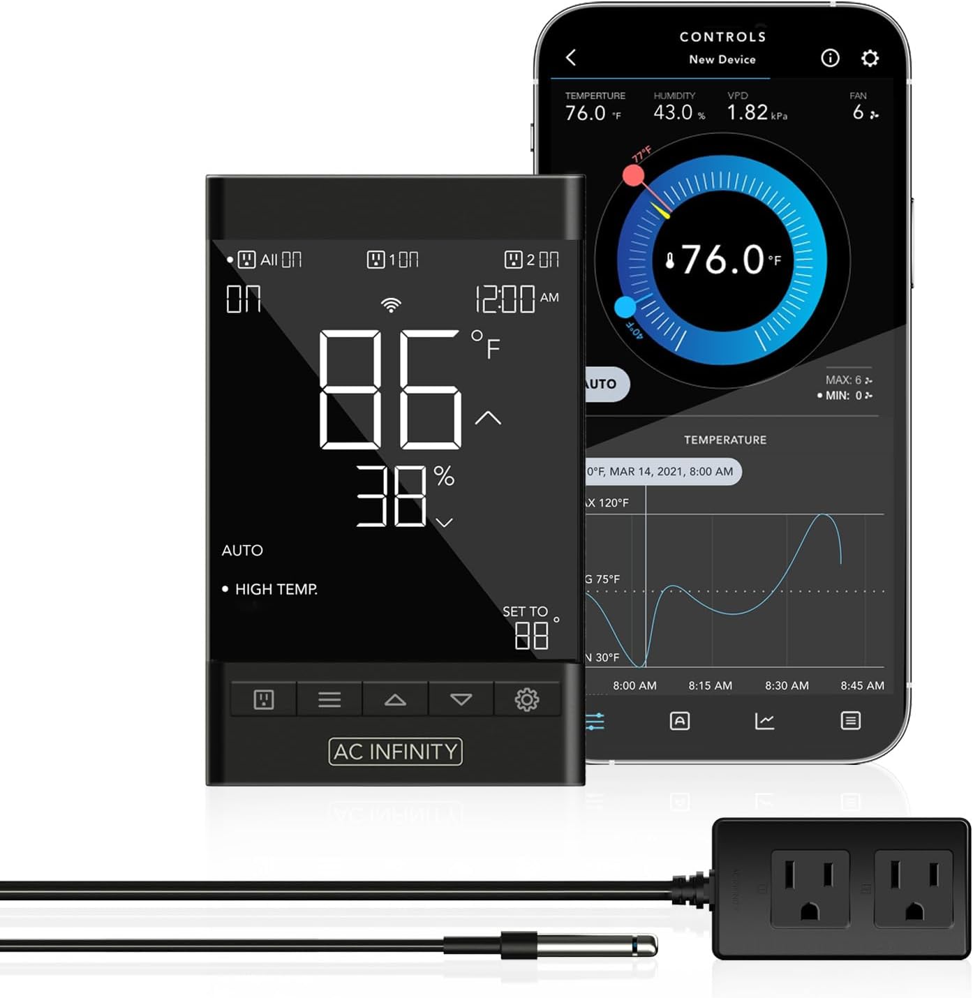 AC Infinity Controller 79, Smart Outlet Controller, with Temperature ...