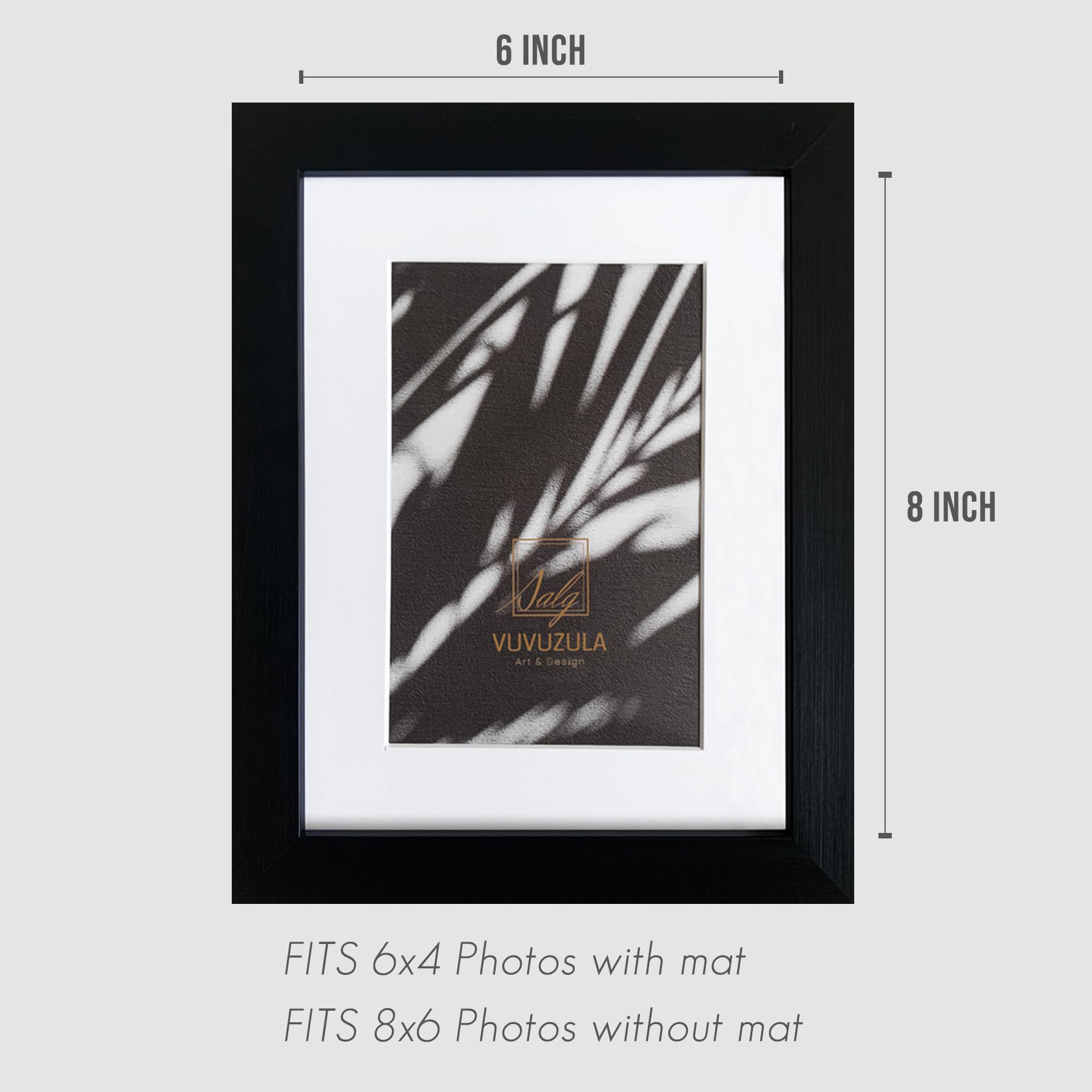 VUVUZULA 8×6 Black Picture Frames Photo Frame 6×8 Inch Frame Set of 4 ...