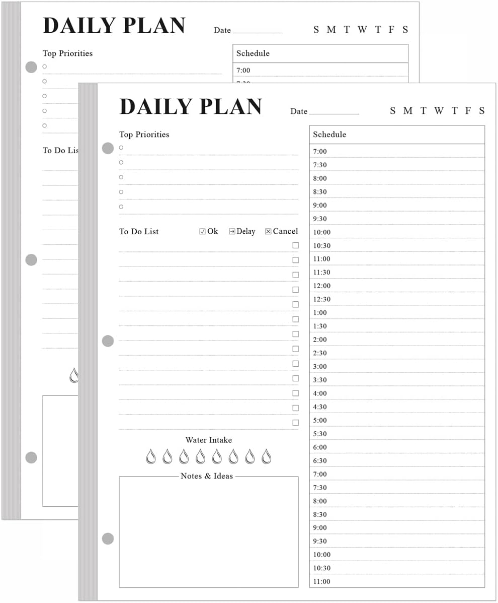 Amazon.com : (2-Pack) Undated Daily Planner Refill - A4 Planner Inserts ...