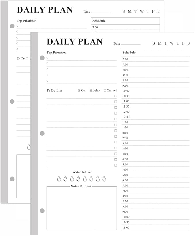 Amazon.com : (2-Pack) Undated Daily Planner Refill - A4 Planner Inserts ...