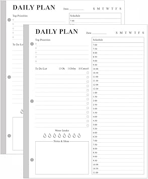 Amazon.com : (2-Pack) Undated Daily Planner Refill - A4 Planner Inserts ...