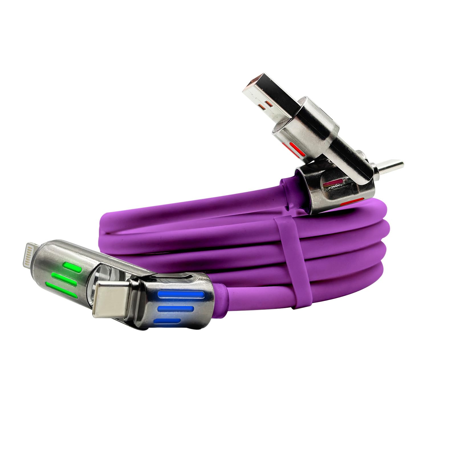 240W 4 in 1 USB Cable Fast Charging, Multi 4 in 1 Charging Cable, USB A ...