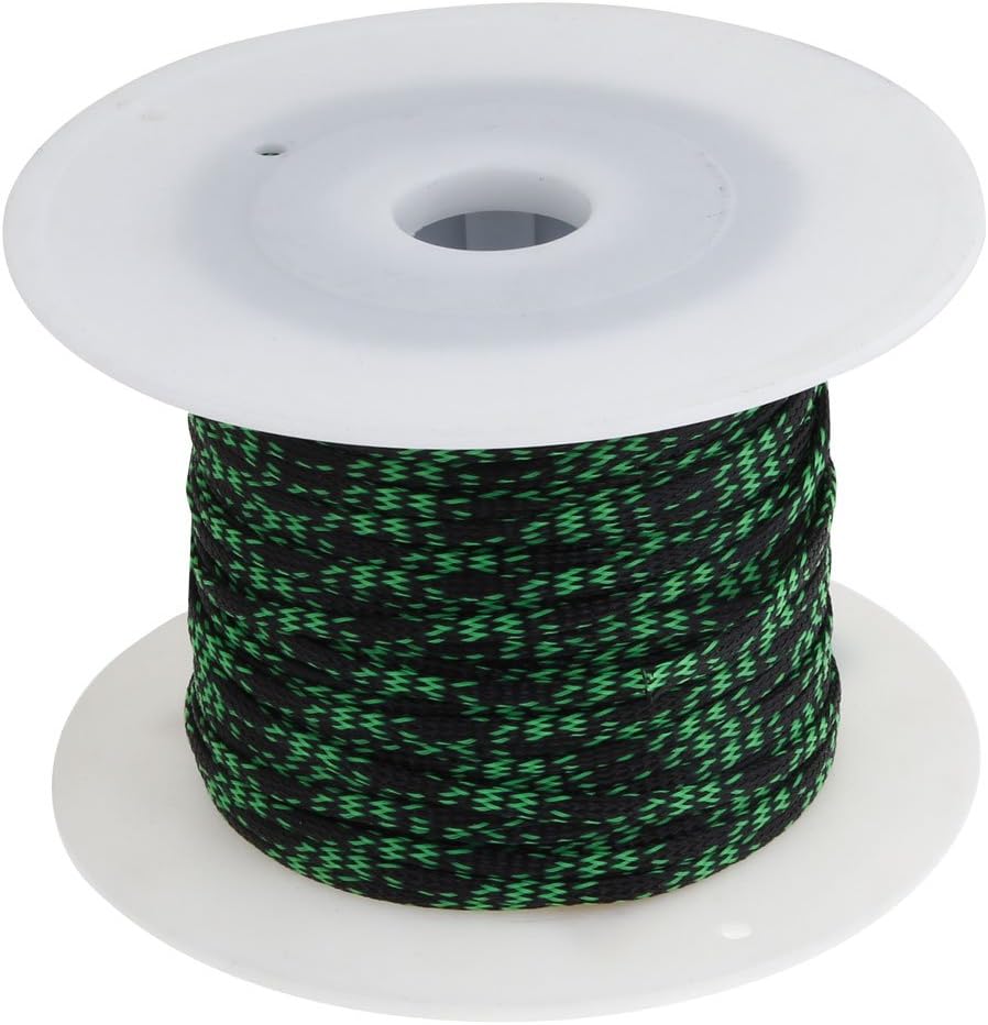 Amazon.com: 100m Black Green Braided PET Sleeving Cable Weave Protector ...