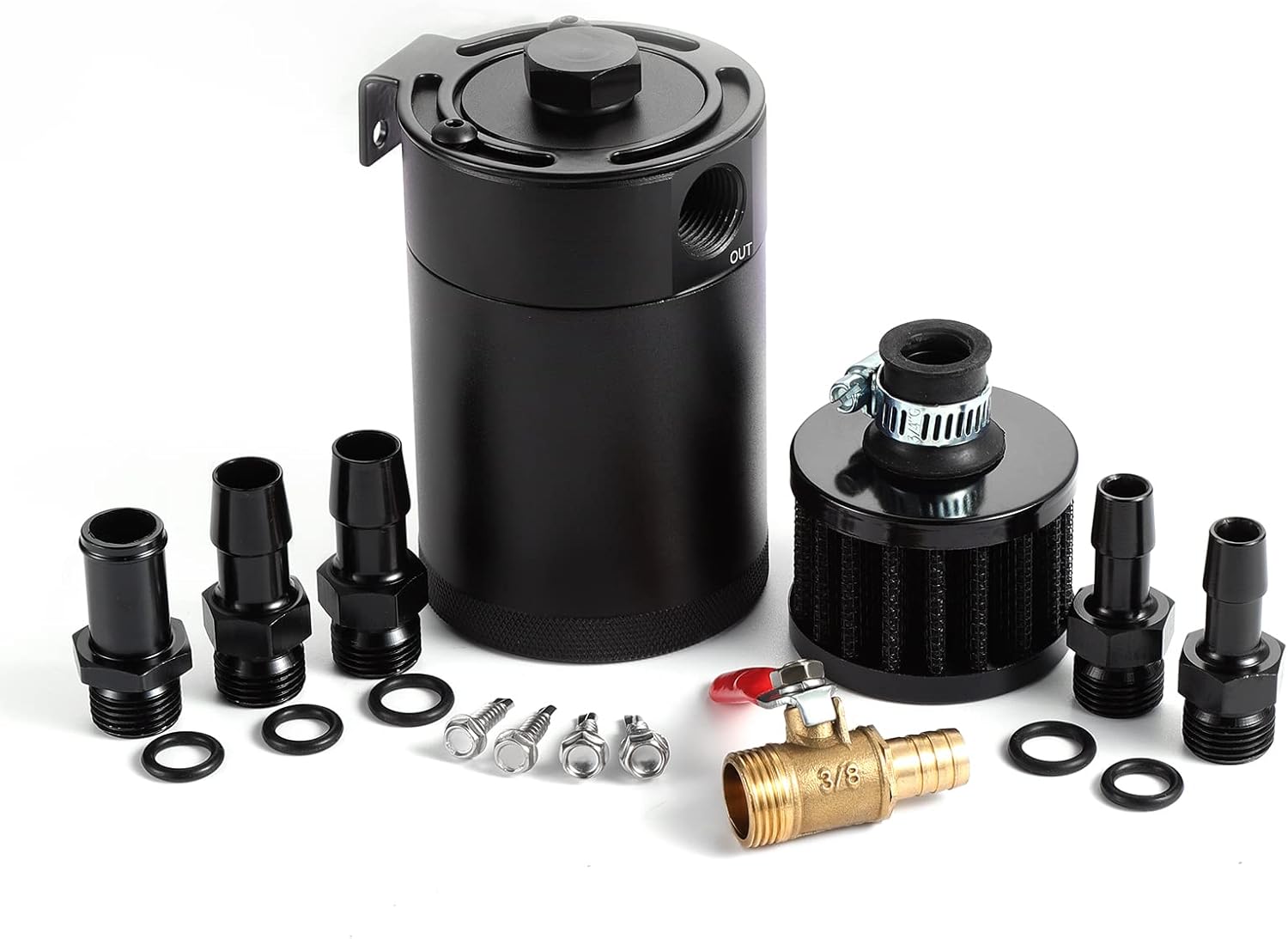 Buy ESUMIC Black Aluminum Oil Catch Can Tank Kit, Automotive Fuel ...