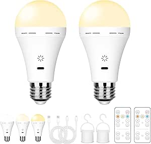 USB Rechargeable Light Bulb With Remote Control, 3 Color Temperature ...