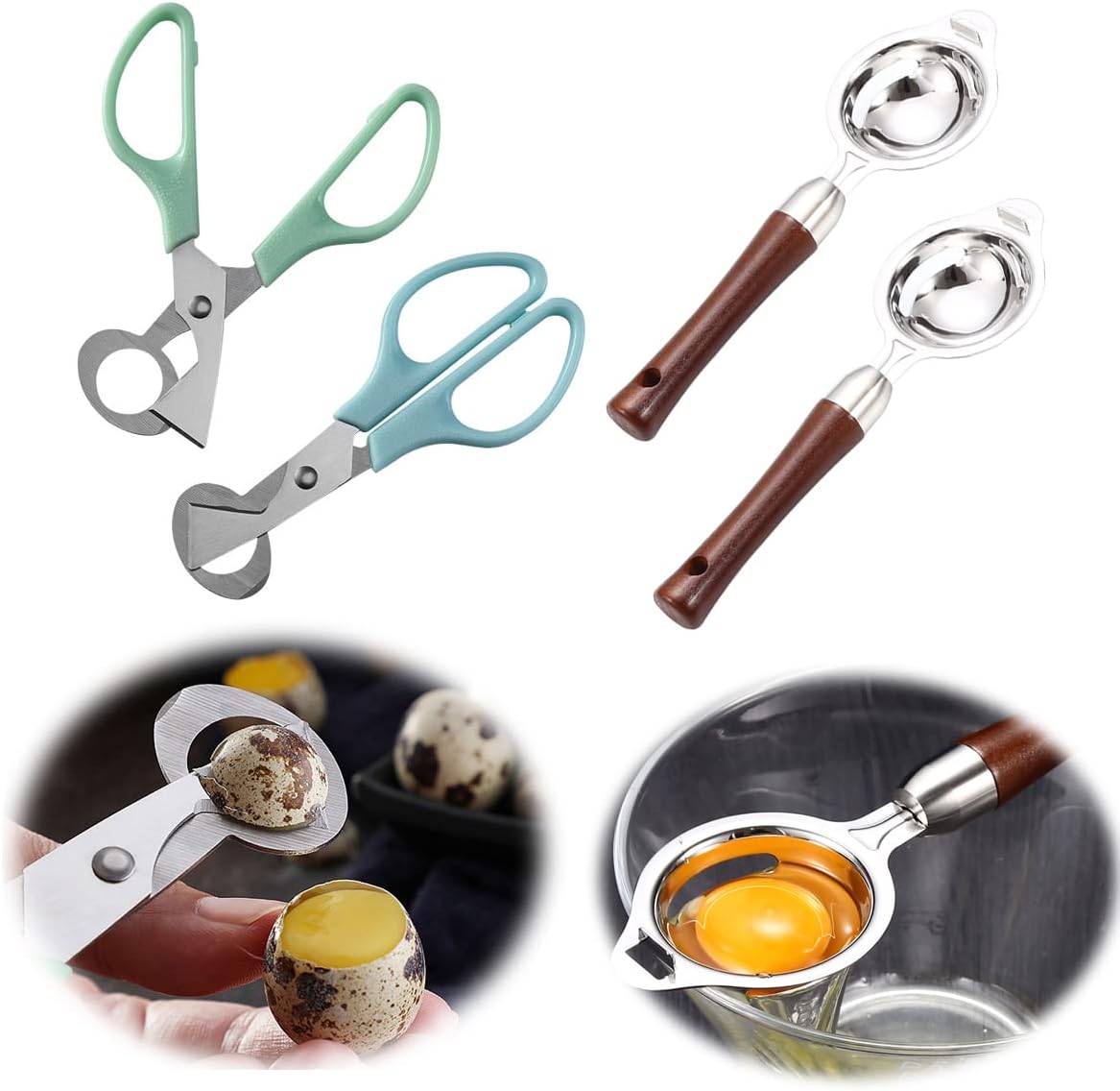 Amazon.com: 4PCS Quail Egg Scissors Egg Yolk Separator Set Stainless ...