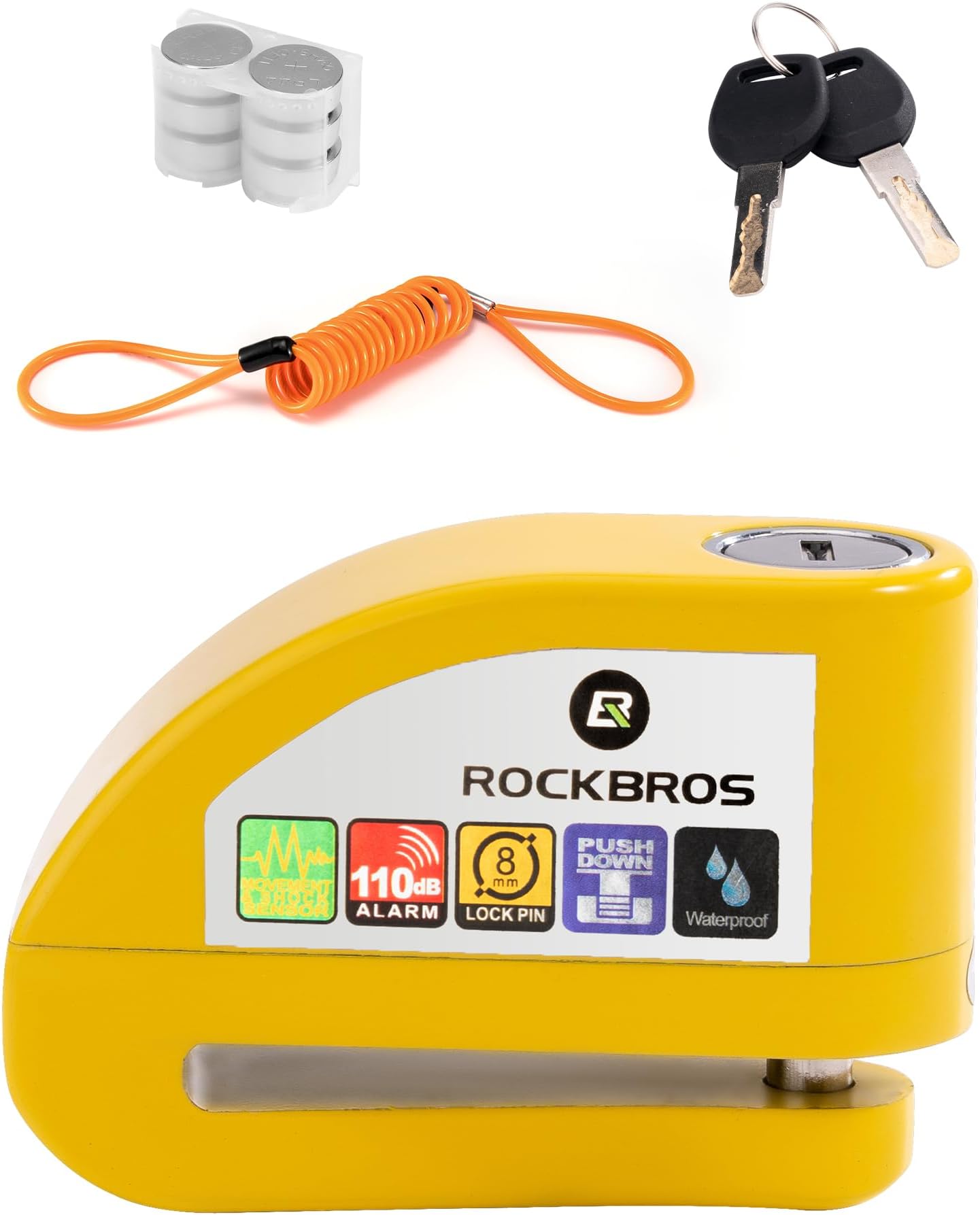 ROCKBROS Motorcycle Alarm Disc Brake Lock, 110db Loud Antitheft Alarm ...