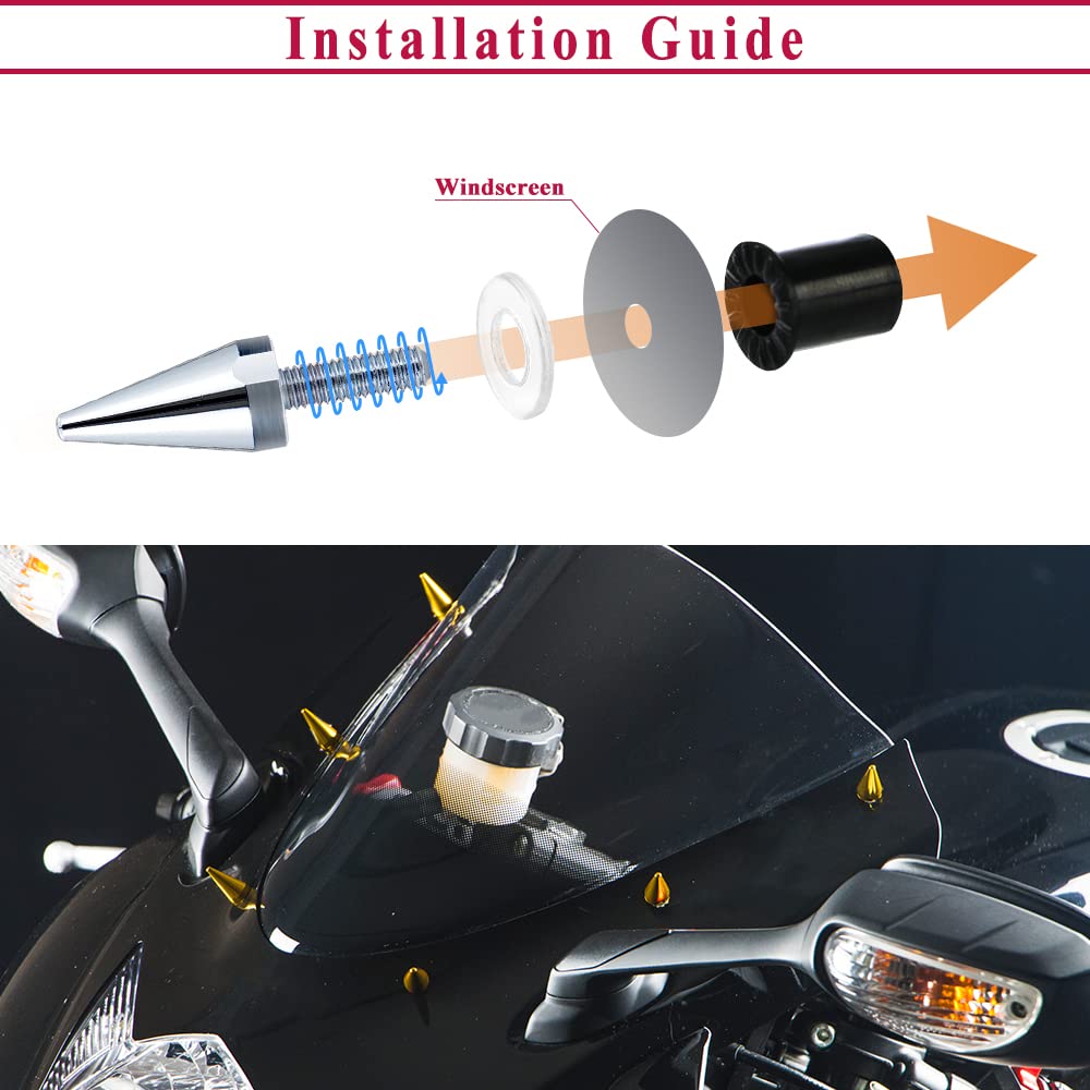 Snapklik.com : AeroBon 10 Pieces Aluminum Spike Motorcycle Windscreen ...