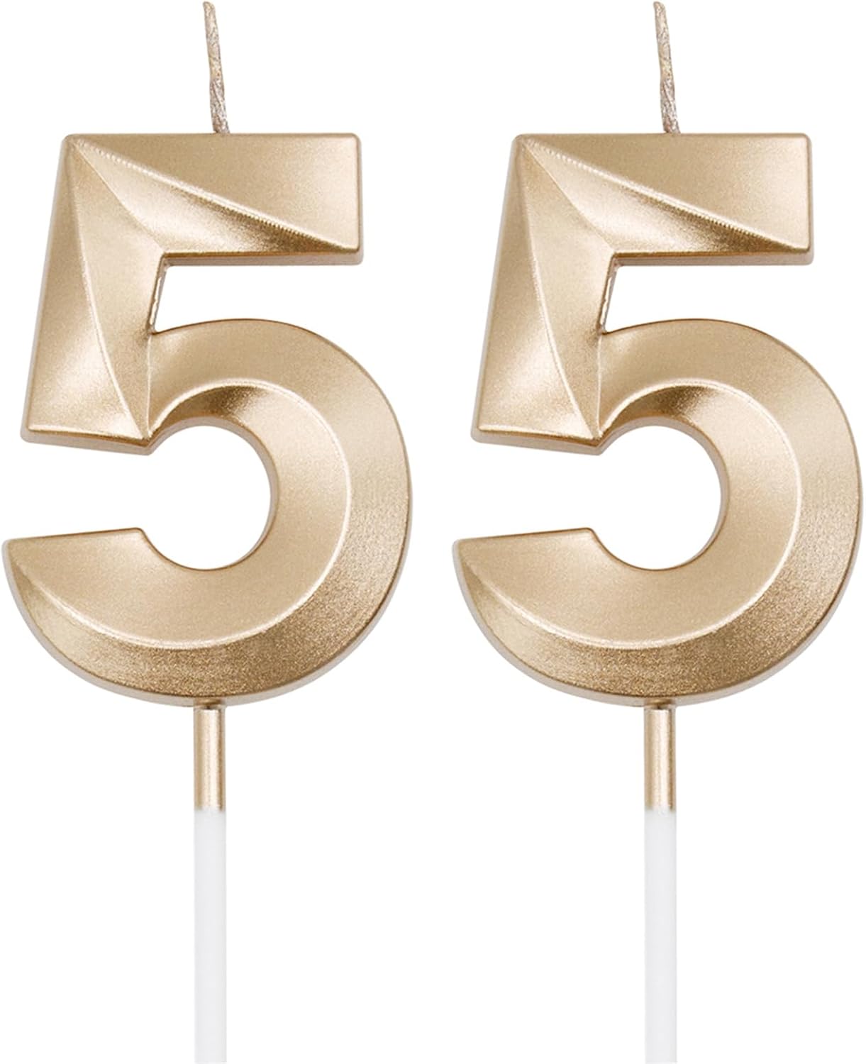 Amazon.com: Champagne Gold 55th Birthday Candles for Cakes, Number 55 ...