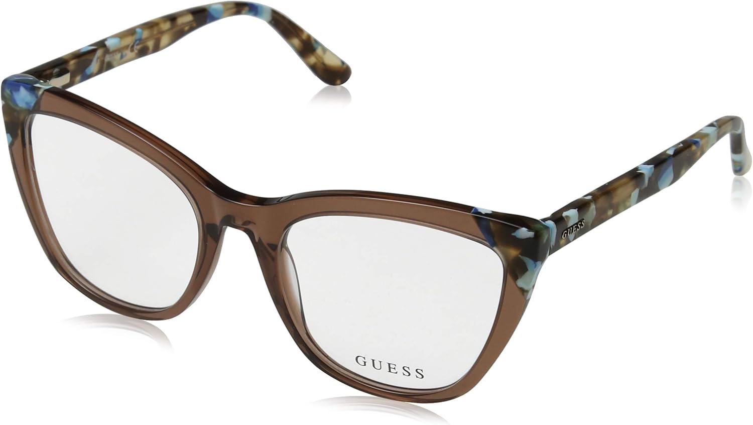 Amazon.com: Guess GU2674 Eyeglass Frames - Shiny Light Brown Frame ...