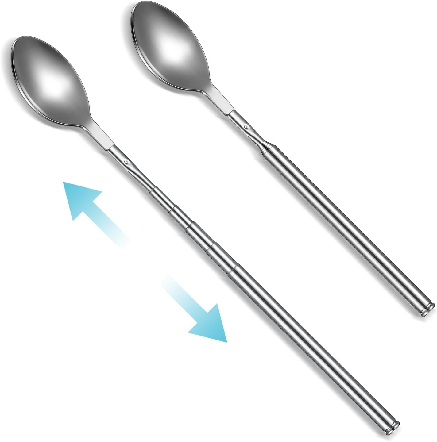 Amazon.com: Geetery 2 Pcs Extendable Spoon 63 cm Long Stainless Steel Telescopic Spoon Cooking ...