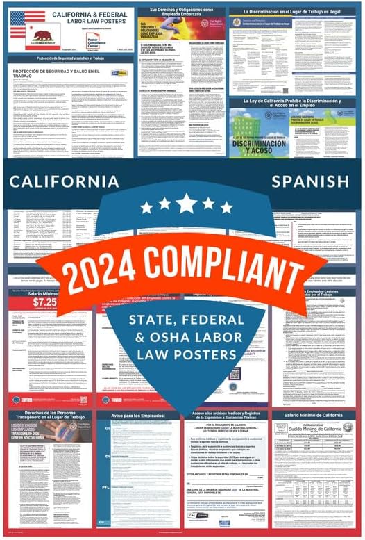 Amazon.com: Labor Law Posters 2024 - California Labor Law Poster State ...