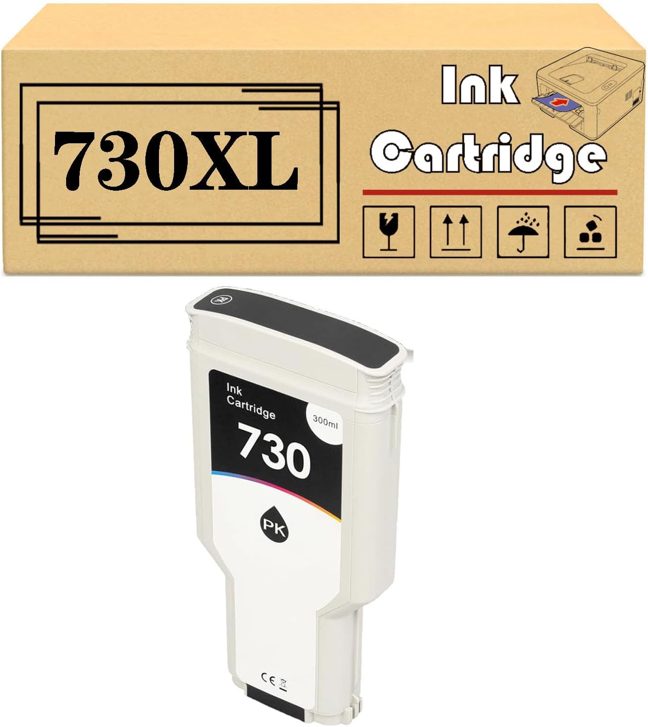 Replacement 730 730XL 300ML Ink Cartridges Compatible for HP T1600 T2600 T1700 Printers PBK*1 ...