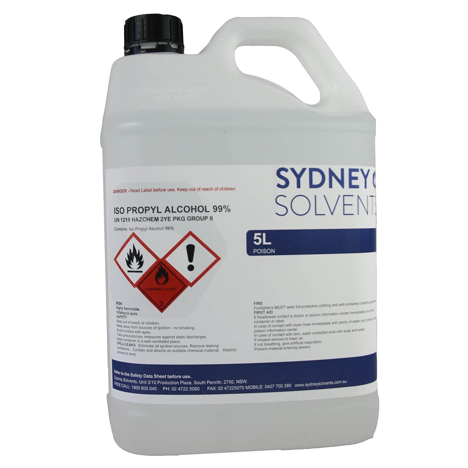 Sydney Solvents Isopropyl Alcohol 99% 5L – High Purity Cleaner for ...