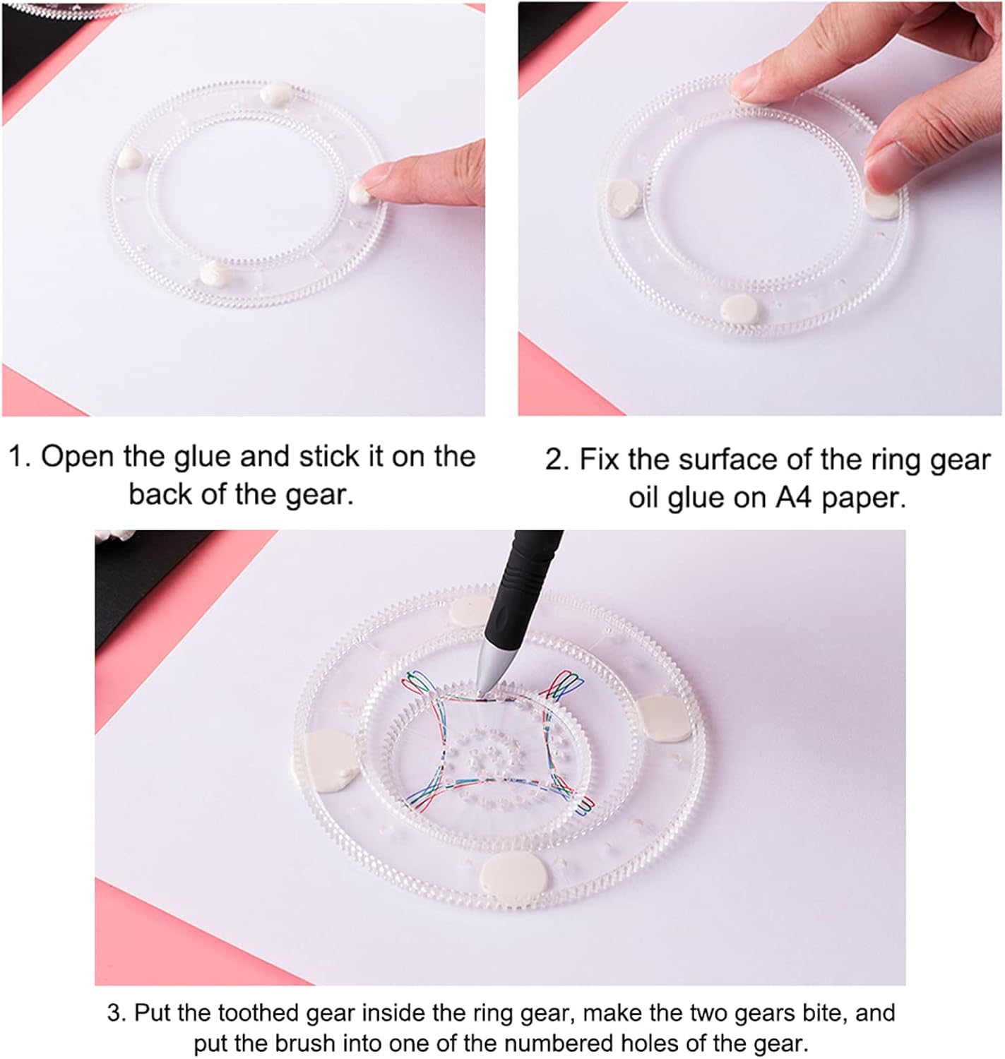 Cosswe Drawing Spirograph Set,27Pcs Gears Painting Magic Spiral Drawing ...