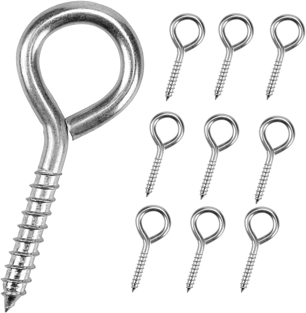 Amazon.com: Byshun Eye Hooks Screw 2.5 Inches - 10 Pcs Stainless Steel ...