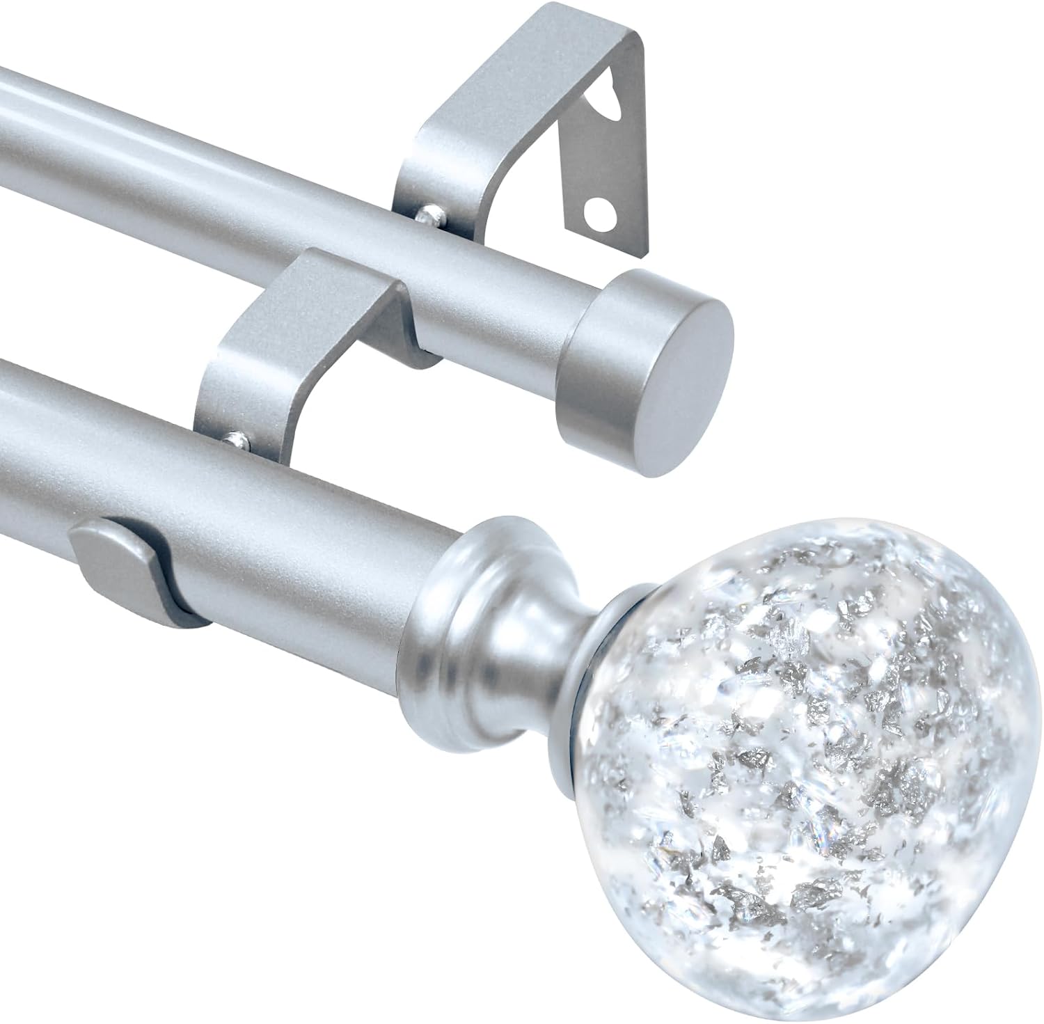 Amazon.com: Silver Double Curtain Rod for Windows 48 to 84 Inch: Double ...