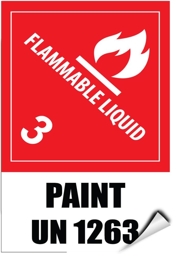 Amazon.com: Flammable Liquid 3 Paint Un 1263 Hazard Sign LABEL DECAL ...