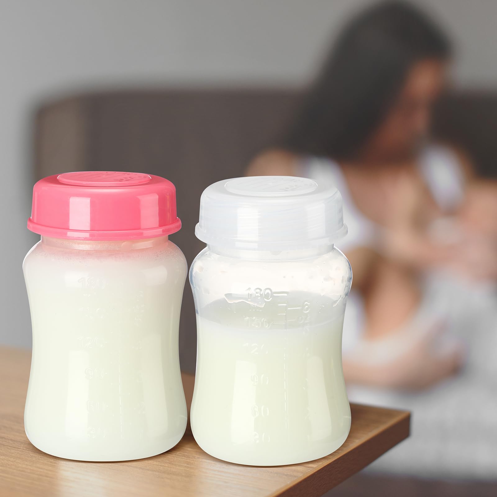 Snapklik.com : 20 Pack Breast Milk Storage Bottles 6 Oz Reusable Wide ...