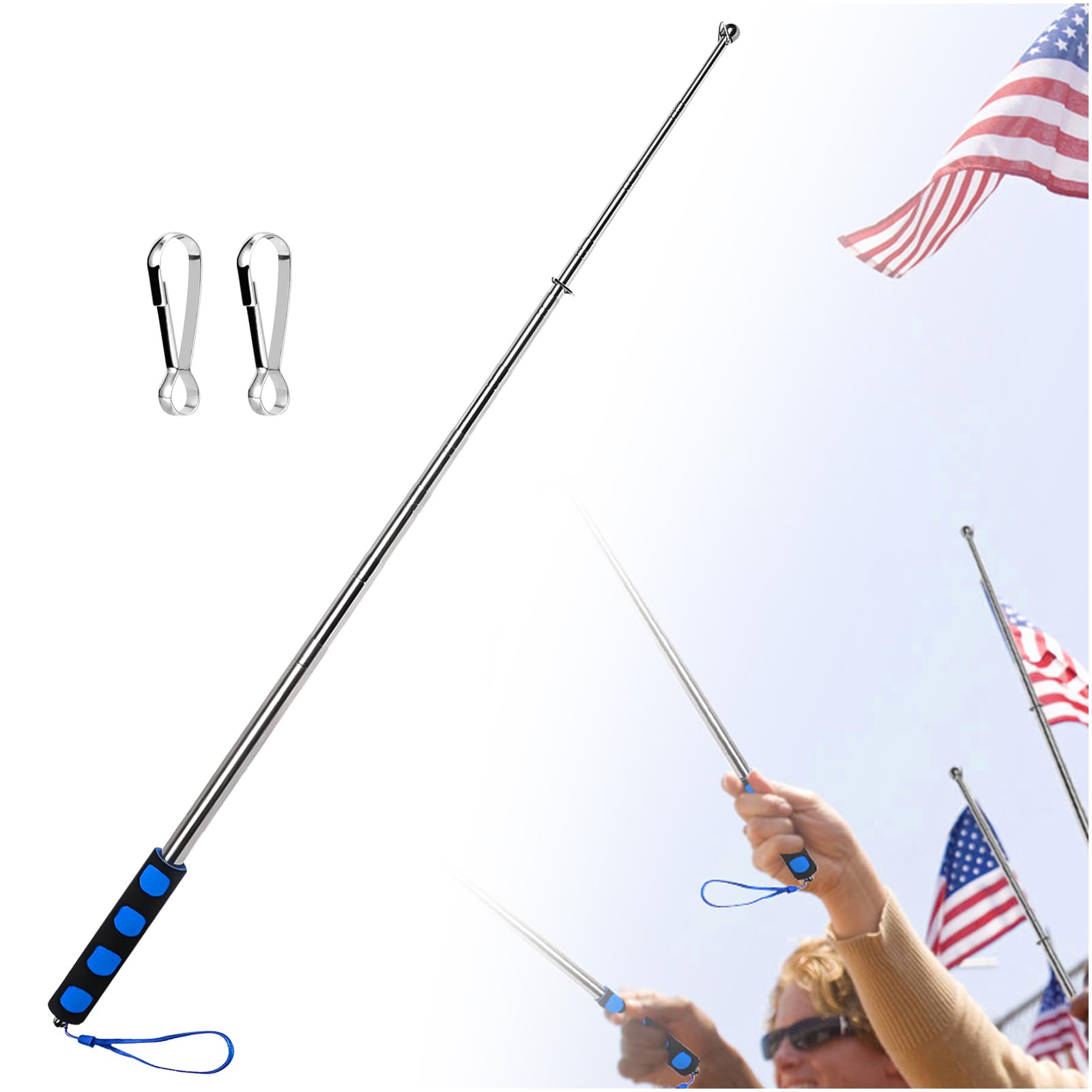 Amazon.com : smrtcol Telescopic Handheld Flagpoles with Clips 5'3 ...