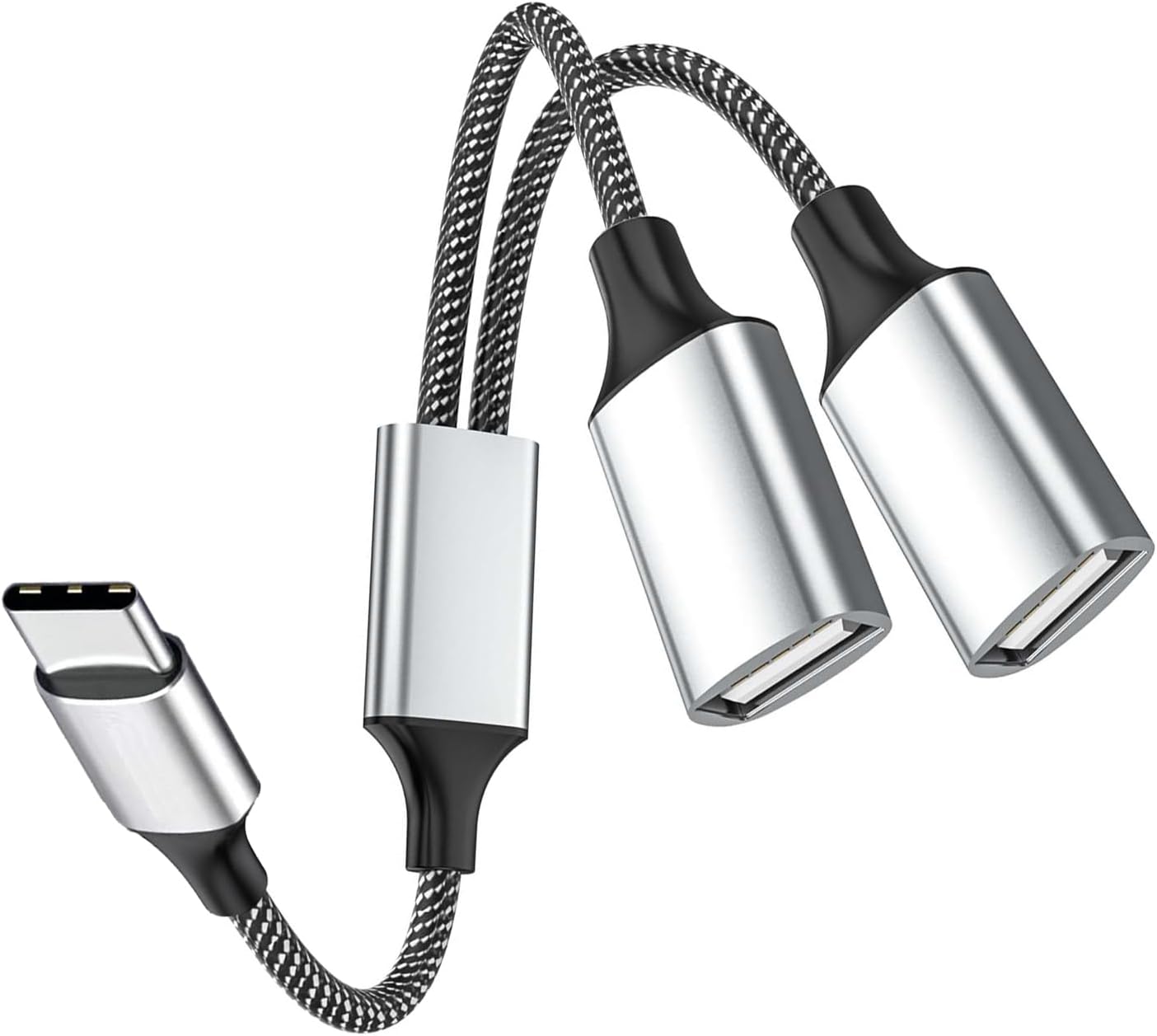 Fidioto Adaptador USB C a doble USB hembra, USB C a doble divisor USB, adaptador OTG tipo C a ...