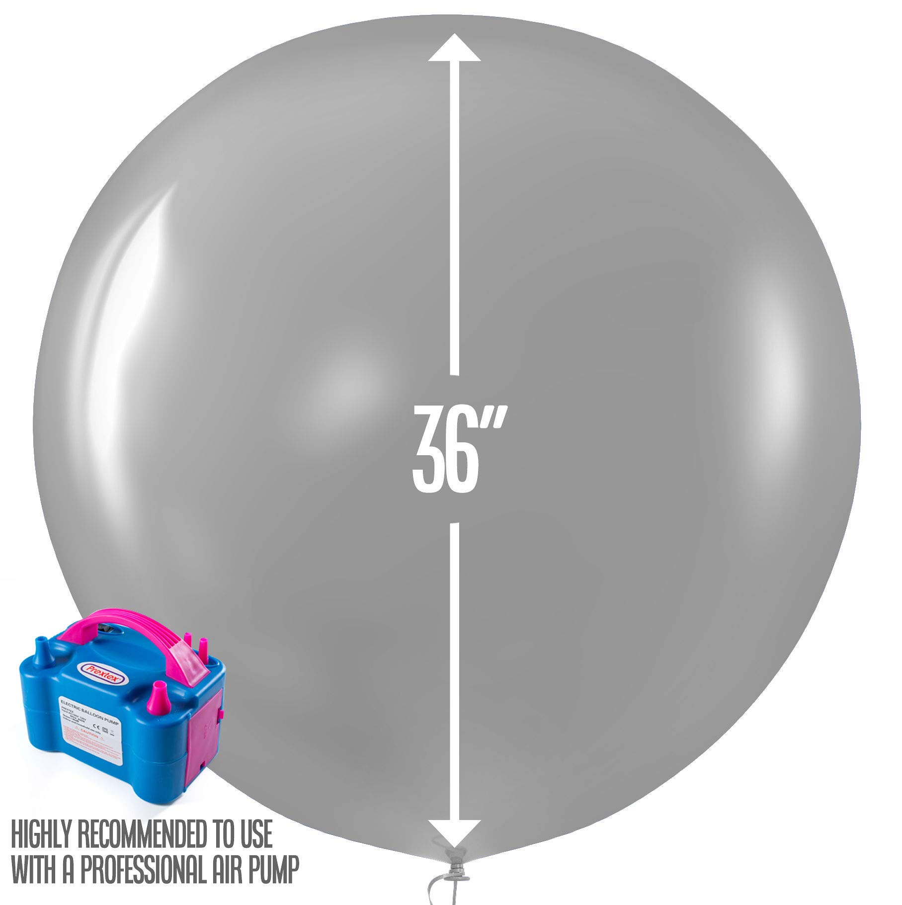 Snapklik.com : Prextex Silver Giant Balloons - 8 Pack, 36 Inch Silver ...
