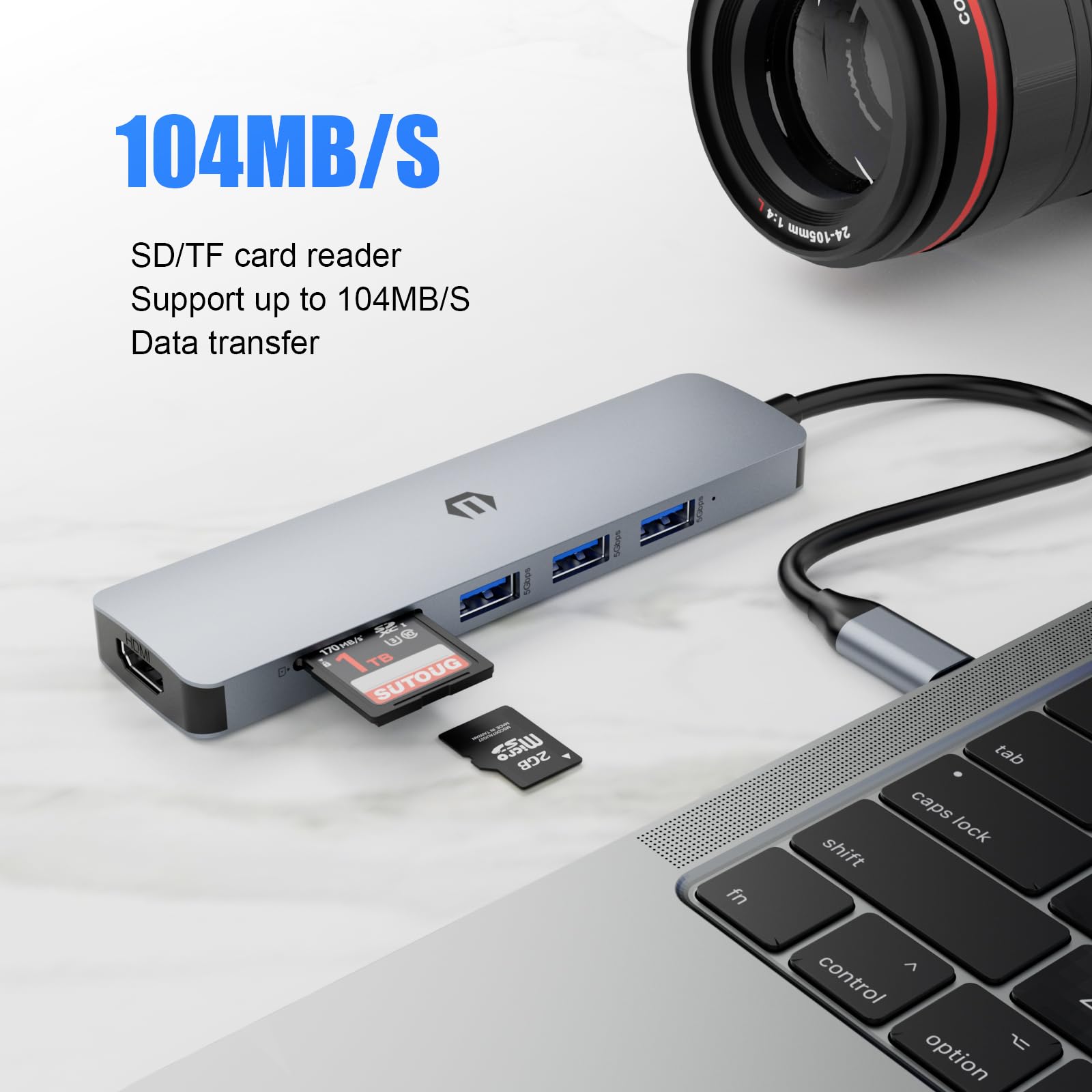 Snapklik.com : USB C Hub, USB C Adapter, TOTU 6 In 1 HDMI Multiport Adapter