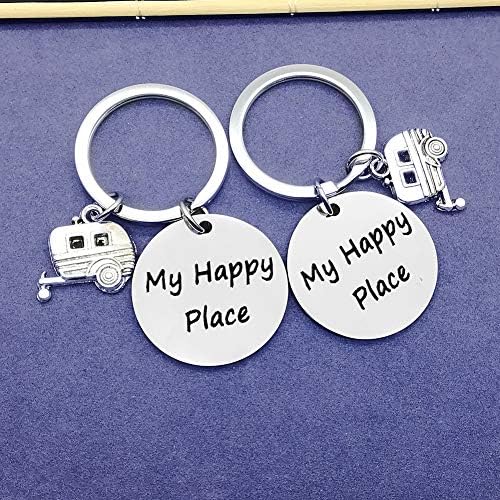 Amazon.com: My Happy Place Keychain Happy Camper RV Keychain Camping ...