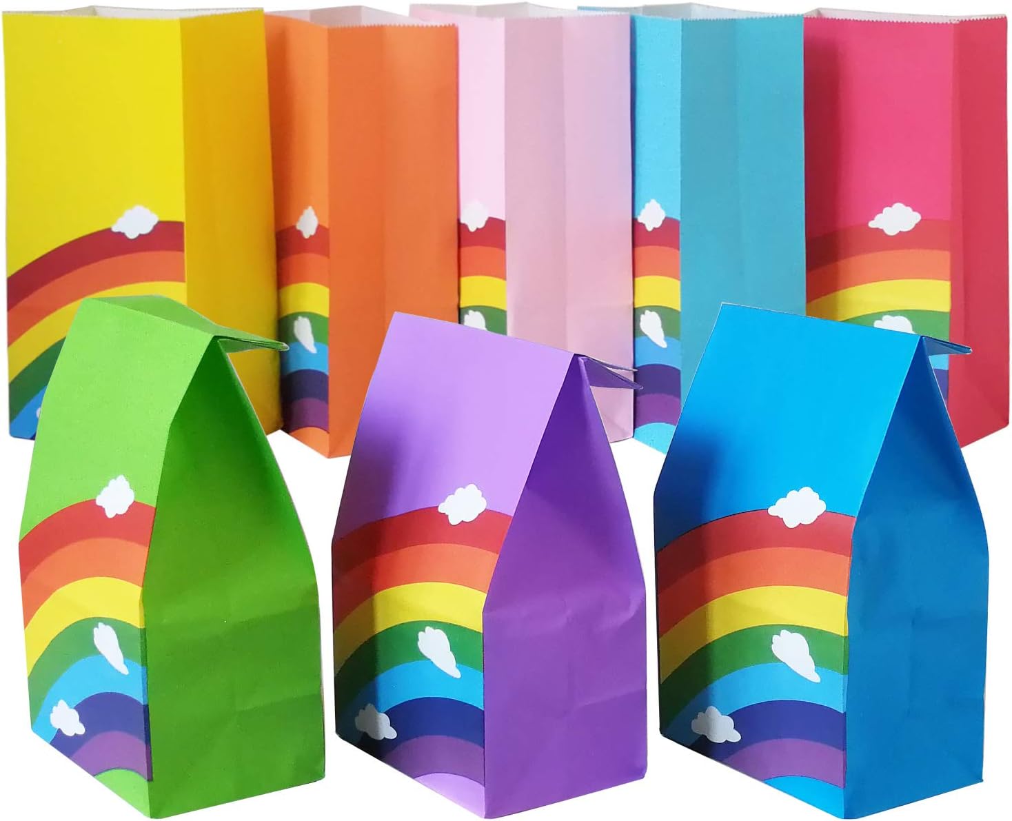 Amazon.com: Future Life 24 pcs Rainbow Party Favor Paper Bags, 5.2 * 3. ...