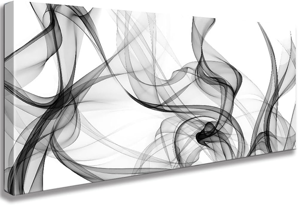 Amazon.com: Black and White Canvas Print Wall Art Spiral Ring Abstract ...