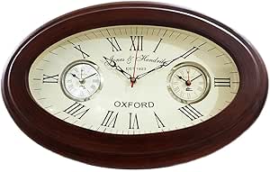 Amazon.com: Antique Style Brass Wooden World Time Wall Clock Deep Glass ...
