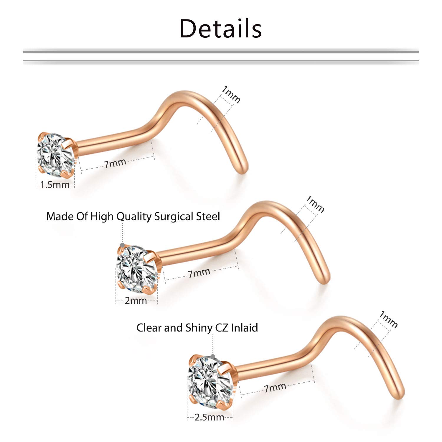 Snapklik.com : 18g Stainless Steel Nose Rings Hoop L Shape Nose Studs ...