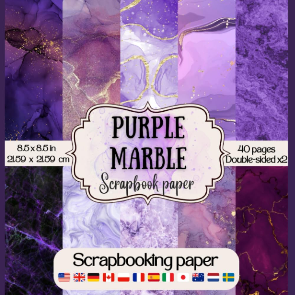 Purple Marble Scrapbook Paper: Collection of decorative double sided ...