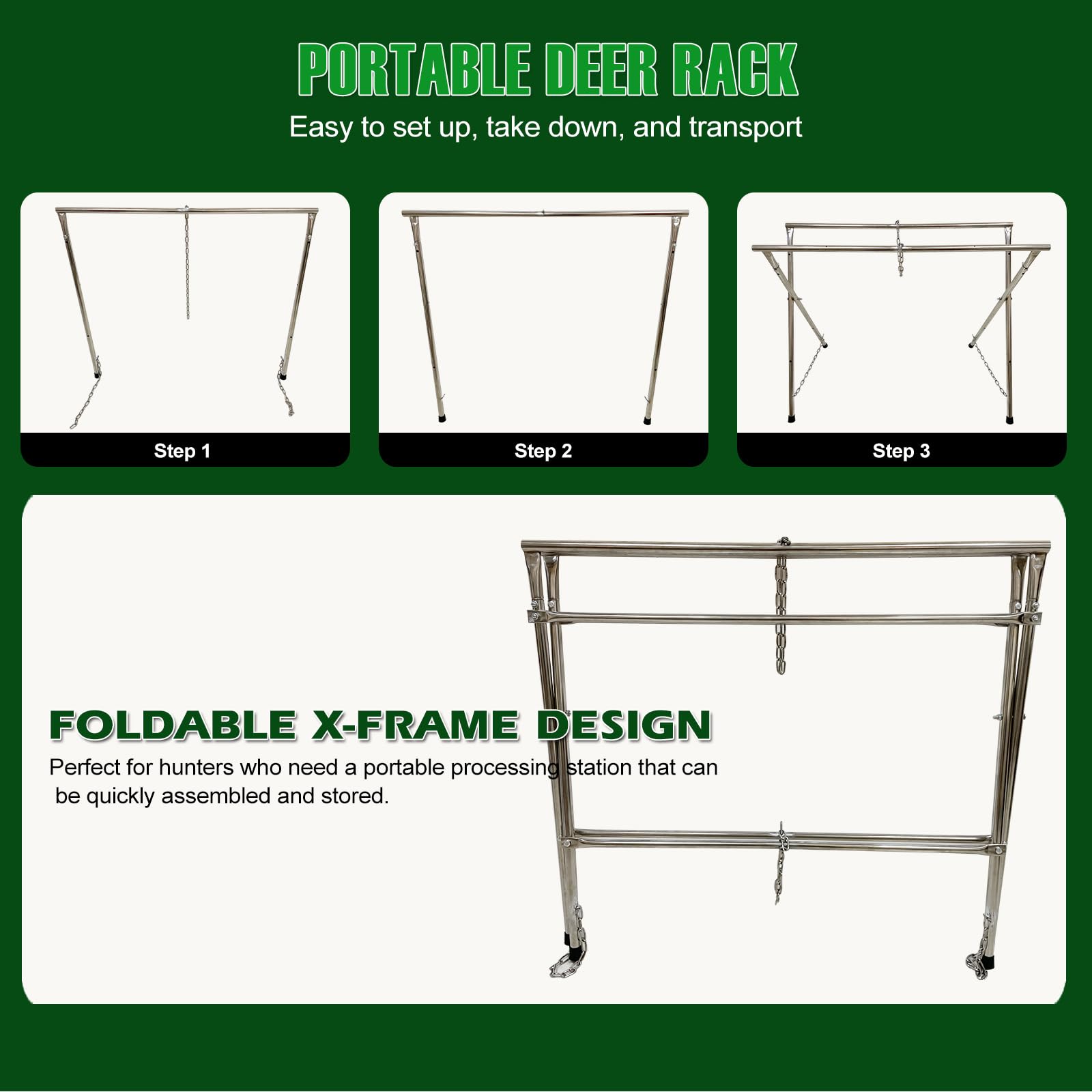 500lb Capacity Rack Smarkey Deer Processing Rack | Heavy Duty Skinning ...