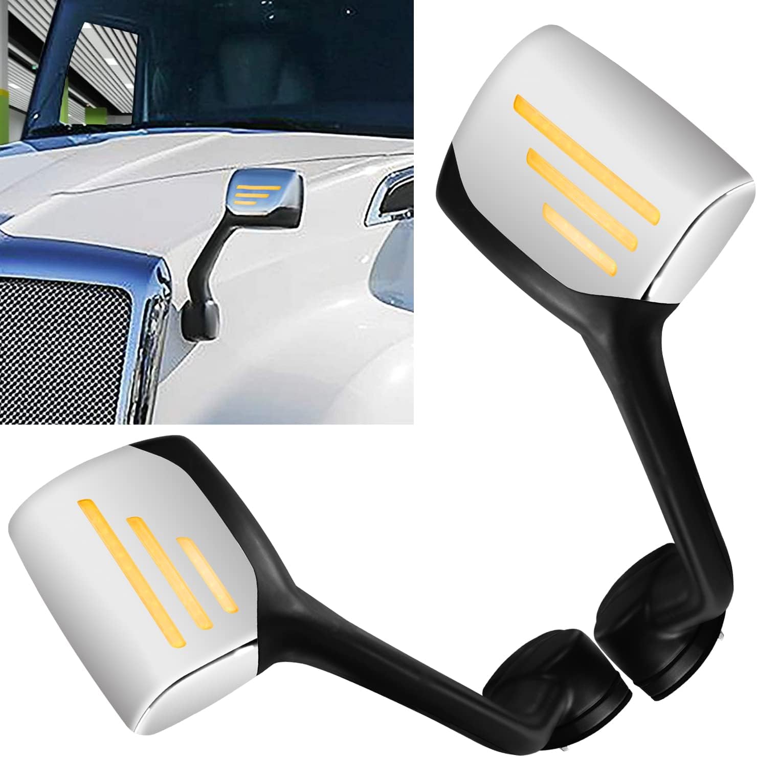 Amazon.com: Allna Chrome Hood Mirror for Kenworth T680 Peterbilt 579 ...