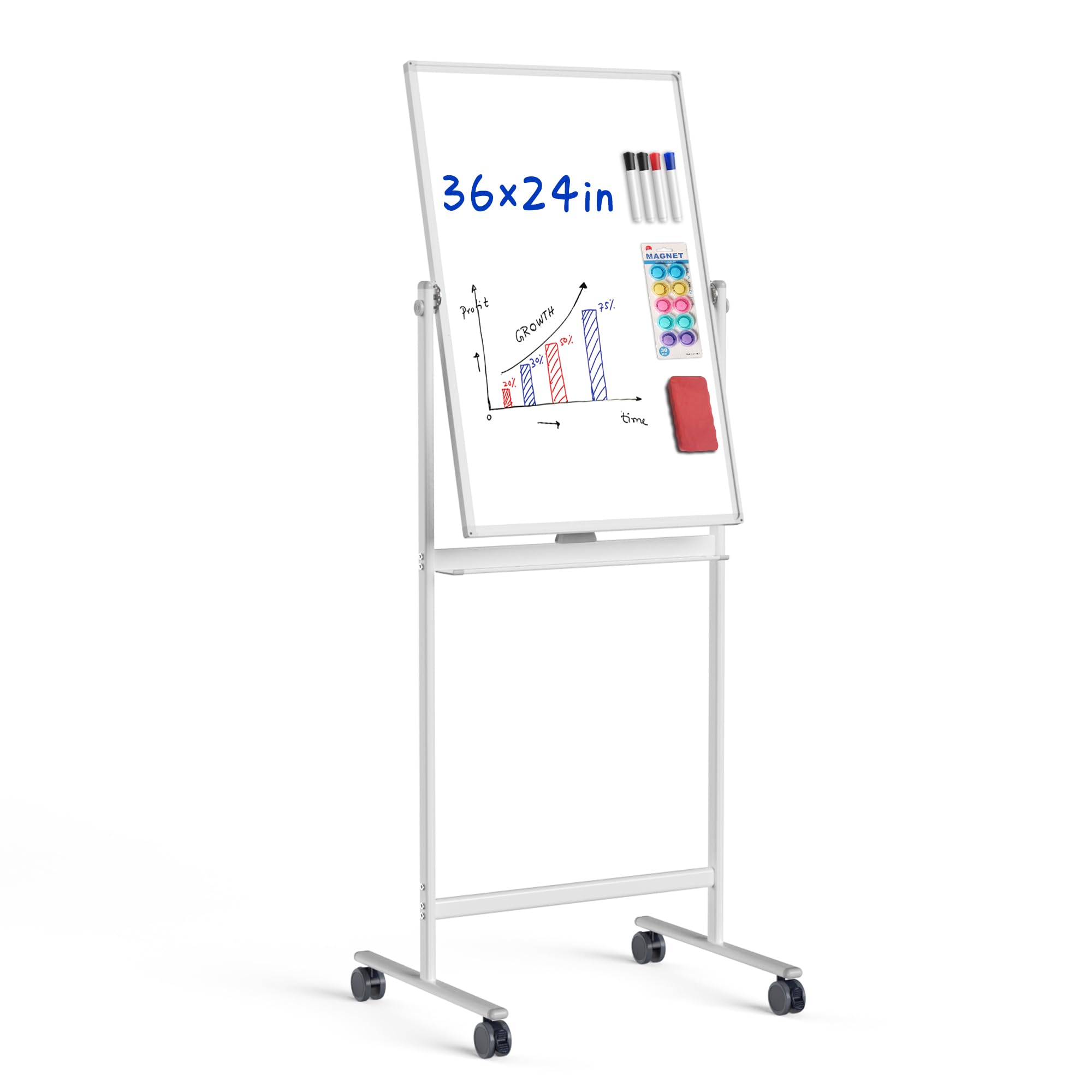 Snapklik.com : Rolling Whiteboard/w Height Adjustable, Mifuro 24 X 36 ...