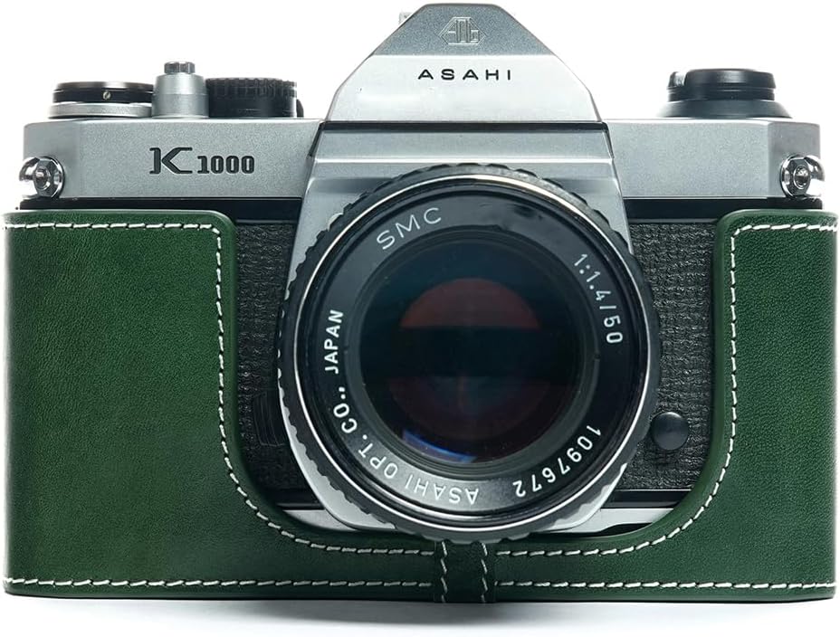 Amazon.com: Handmade Genuine Real Leather Half Camera Case Bag Cover ...