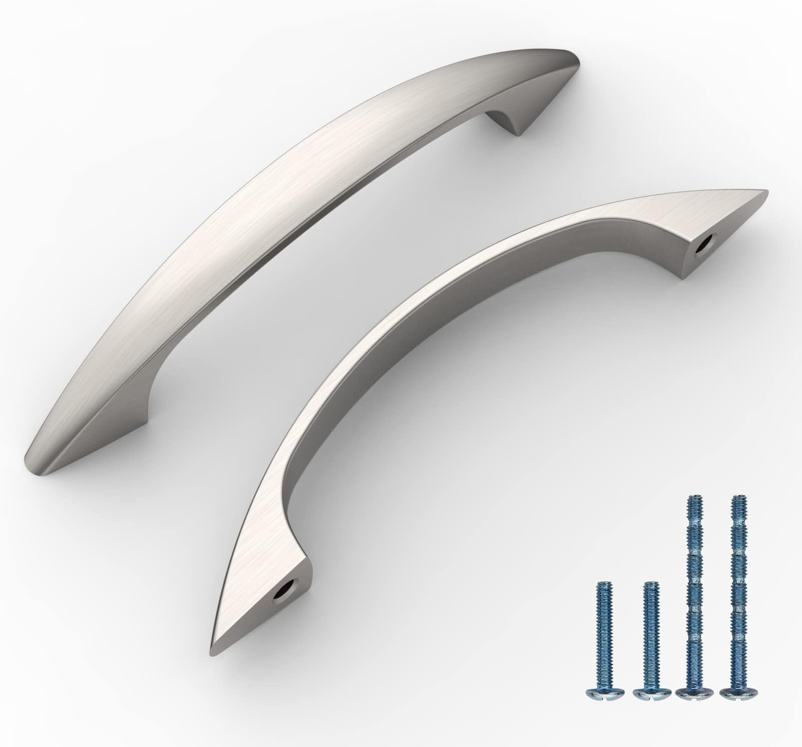 2.5 in. (63 mm) Satin Nickel Modern Full-Curve Bow Cabinet Drawer Pull ...