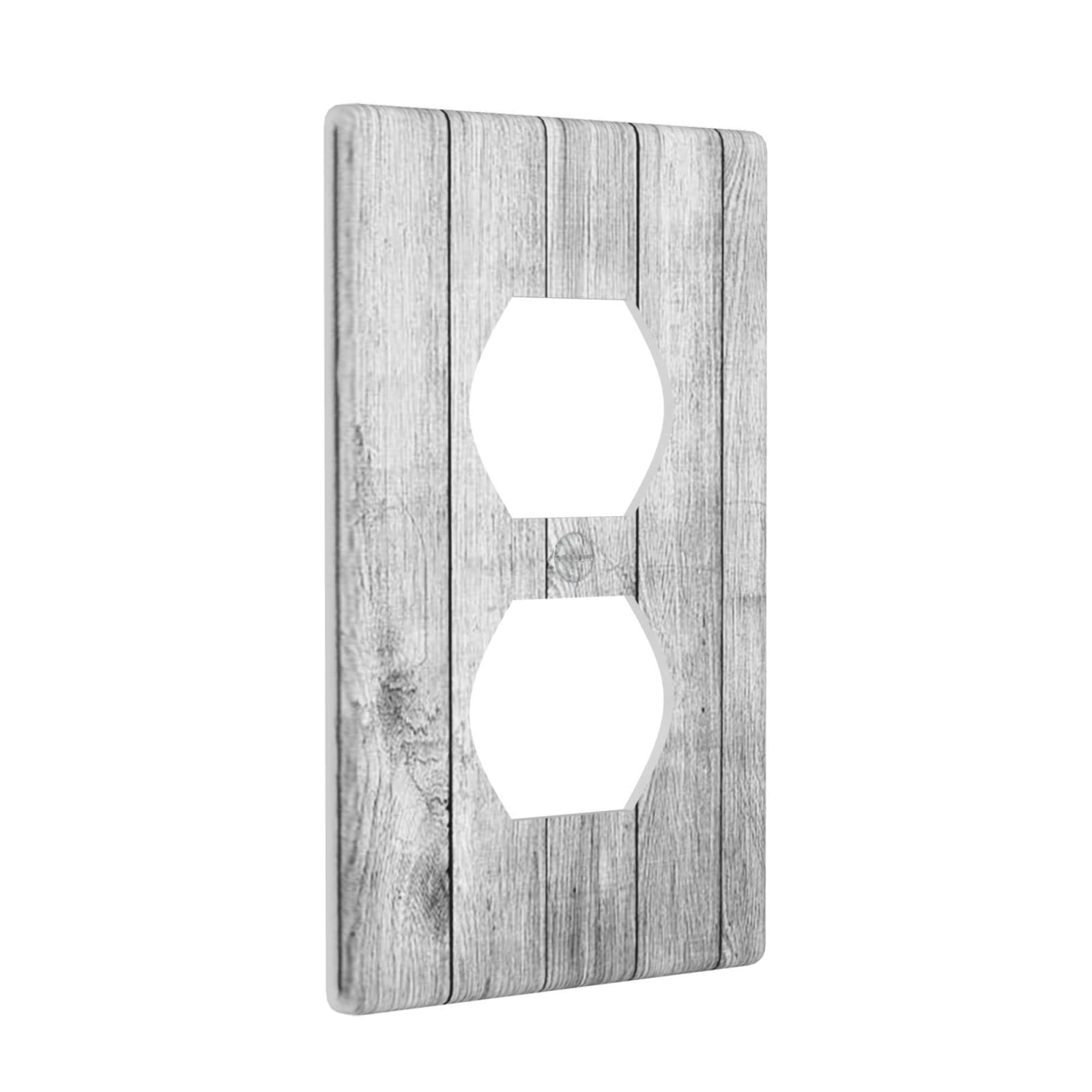 Gray Wood Texture Pattern Farmhouse Duplex Outlet Covers Wall Plate for ...