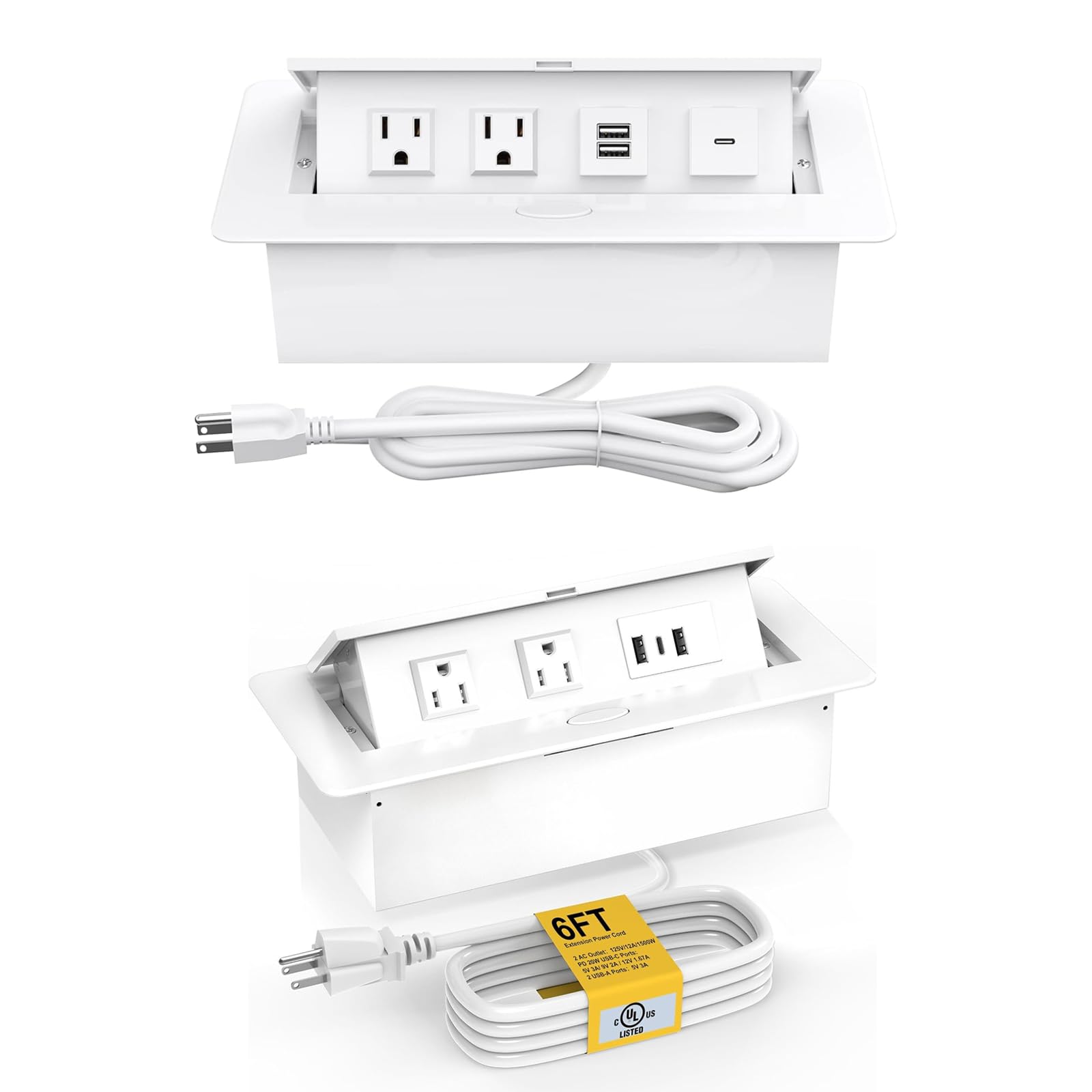 Amazon.com: UL Listed Recessed Power Strip, Pop Up Power Cover Box ...