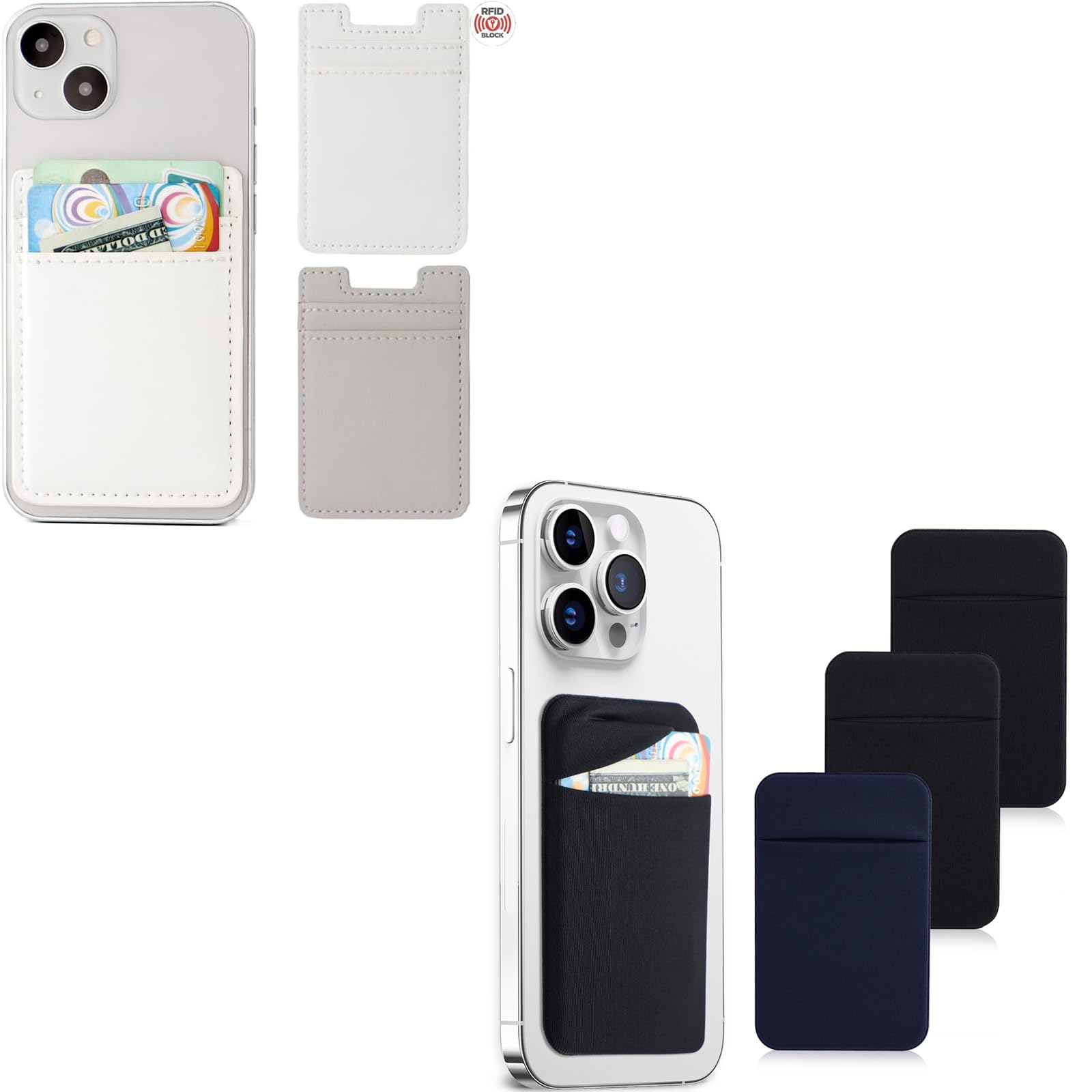 Amazon.com: Fulgamo Bundle-2Pack PU Leather White&Grey Phone Wallet+ ...