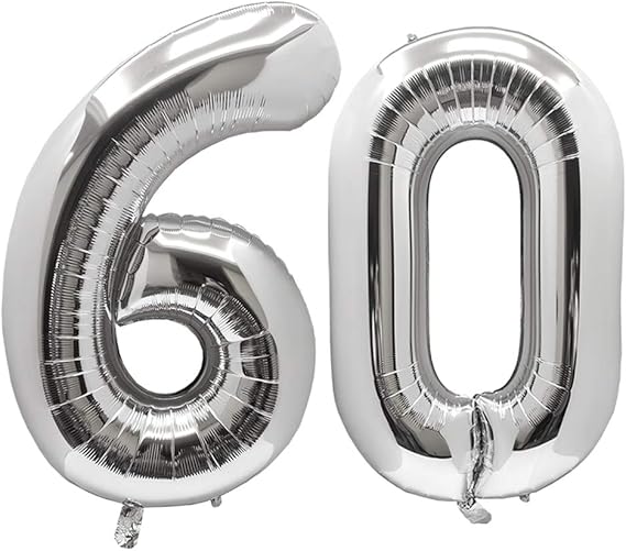 Amazon.com: AULE 40 Inch Jumbo Silver Foil Mylar Number Balloons for ...