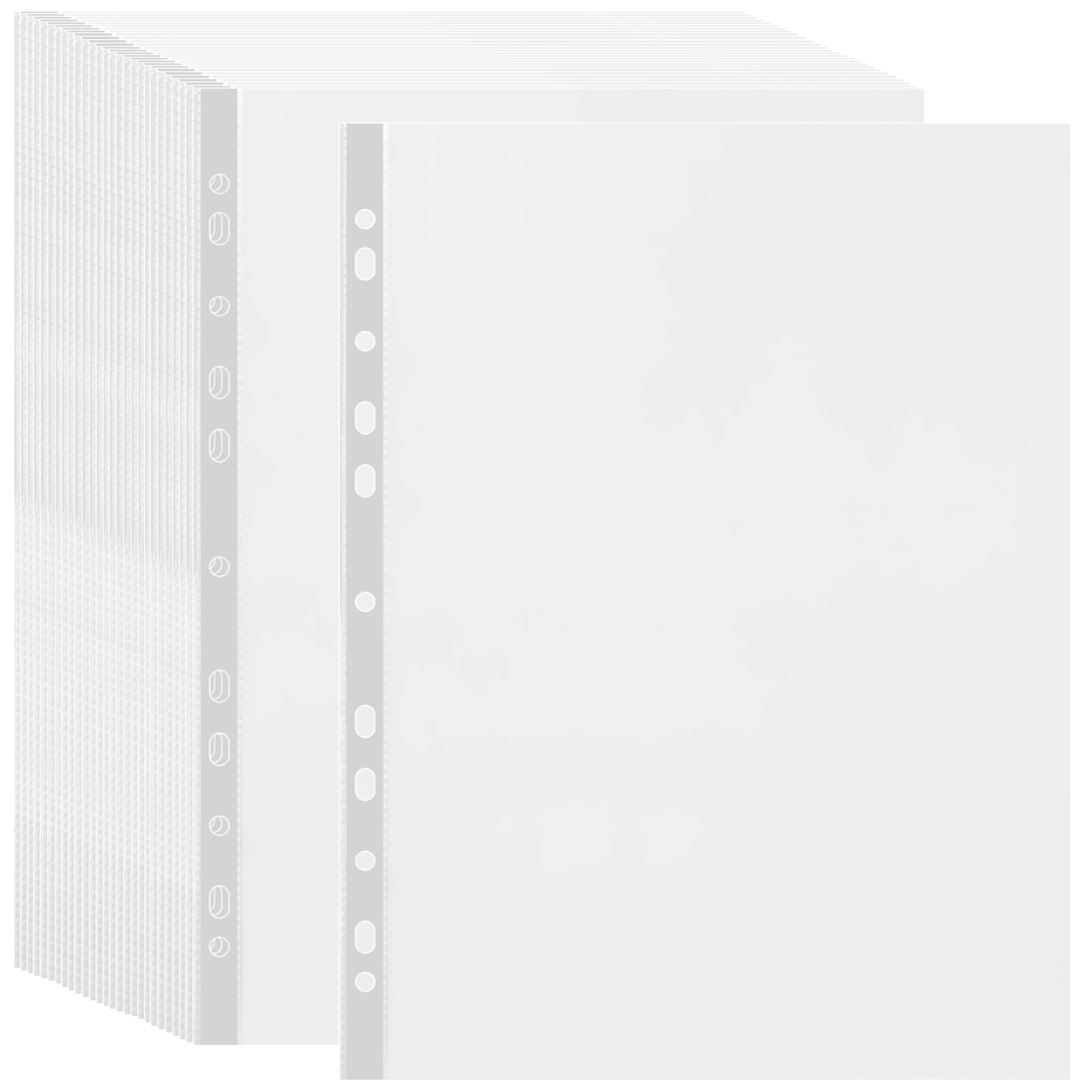 400 PCS A4 Clear Punched Pockets, MUKLEI A4 Plastic Sleeves, 11 Holes ...