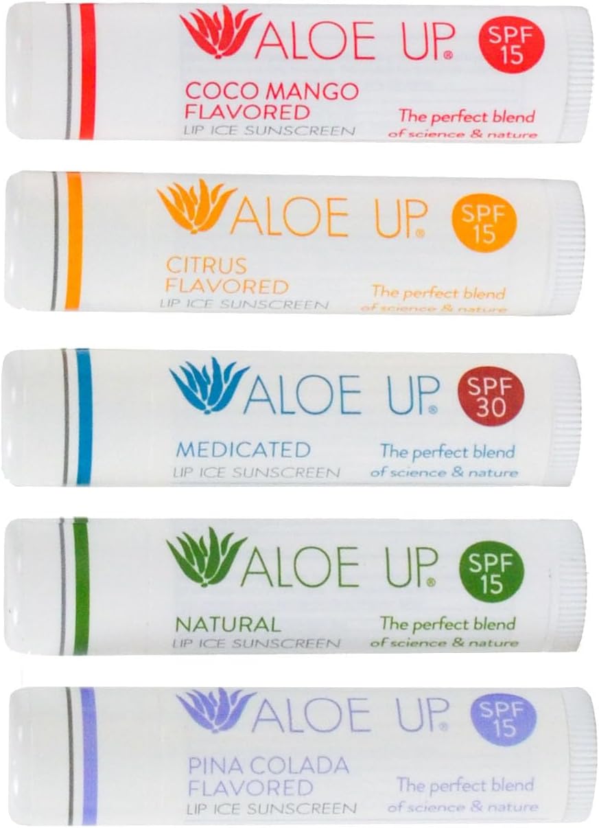 Amazon.com : Aloe Up Lip Ice - Lip Balm 5-Pack - Includes SPF 15 Lip ...