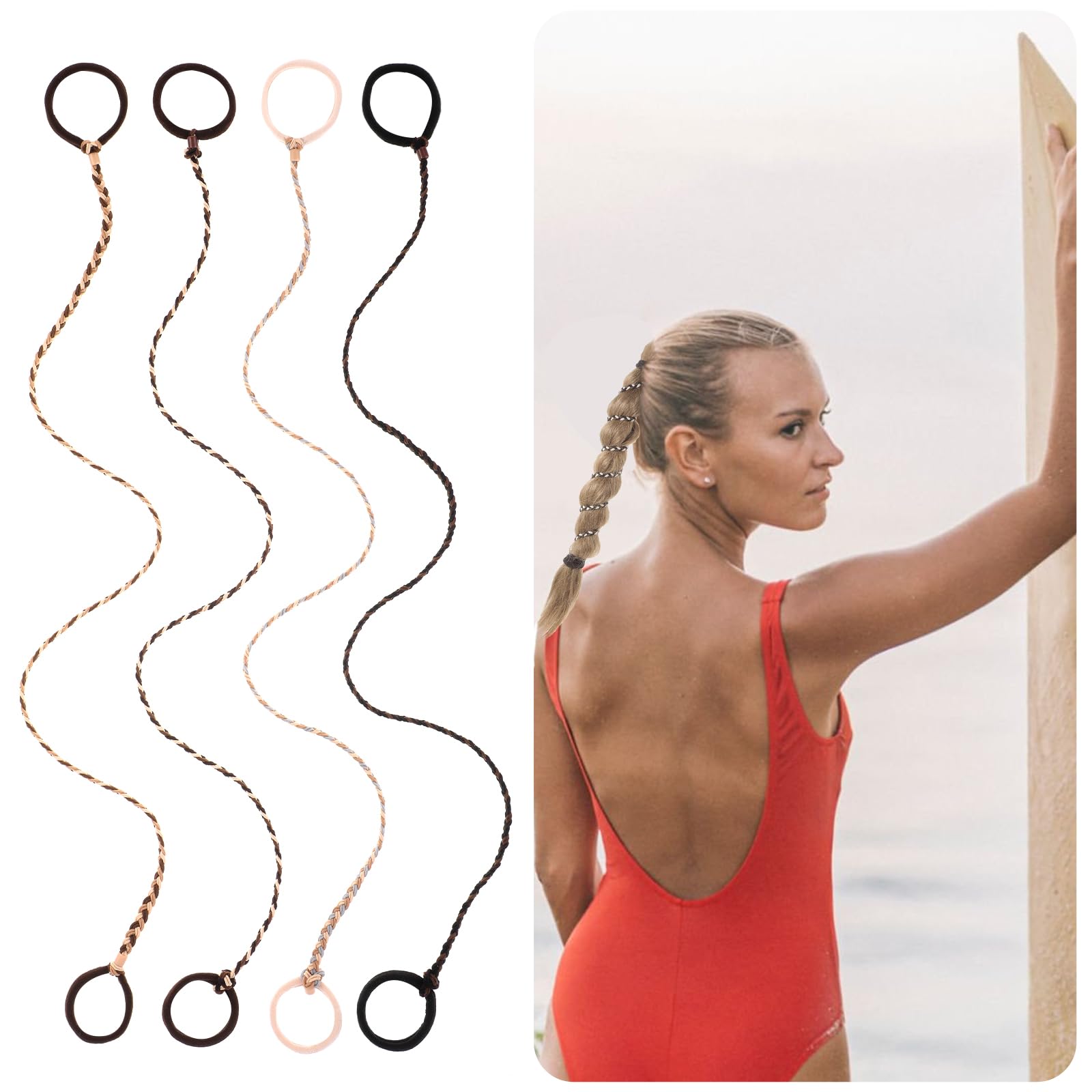 Amazon.com : 4Pcs Spiral Hair Ties Elastic Pony Tails Hair Ties 27.6 ...