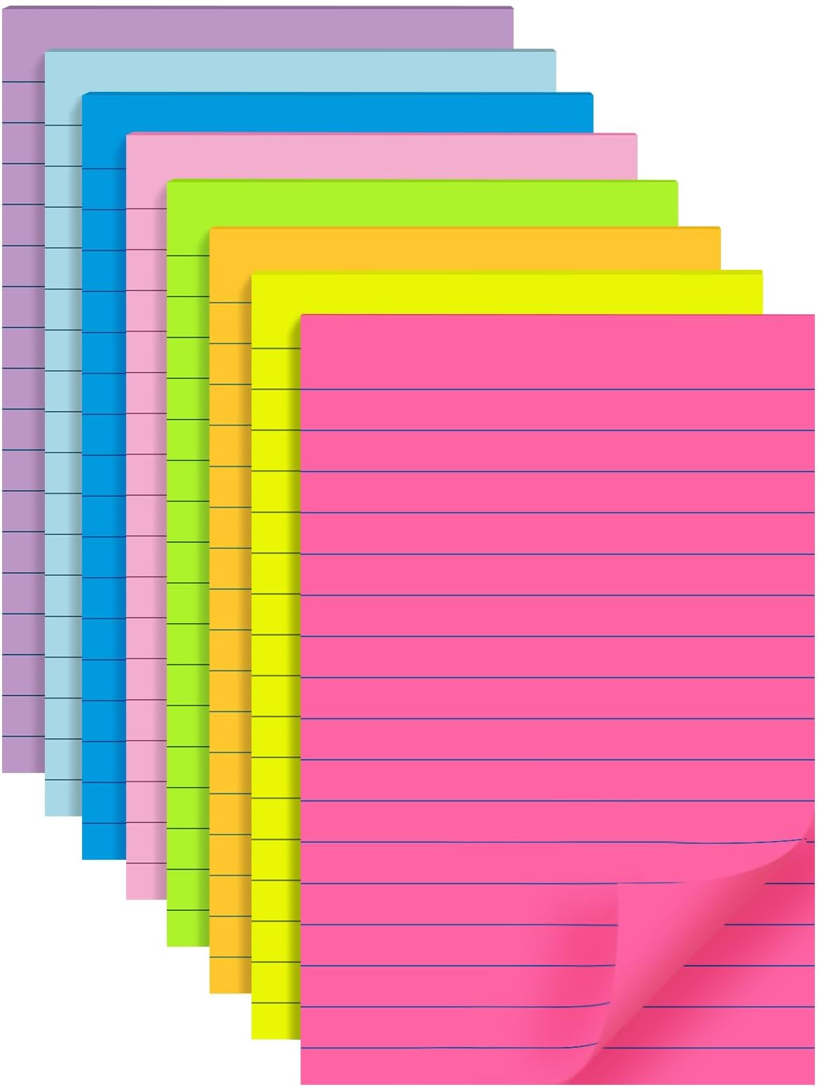 Post-it Super Sticky Large Notes, Pink and Green, Lined, 127 mm x 203 ...