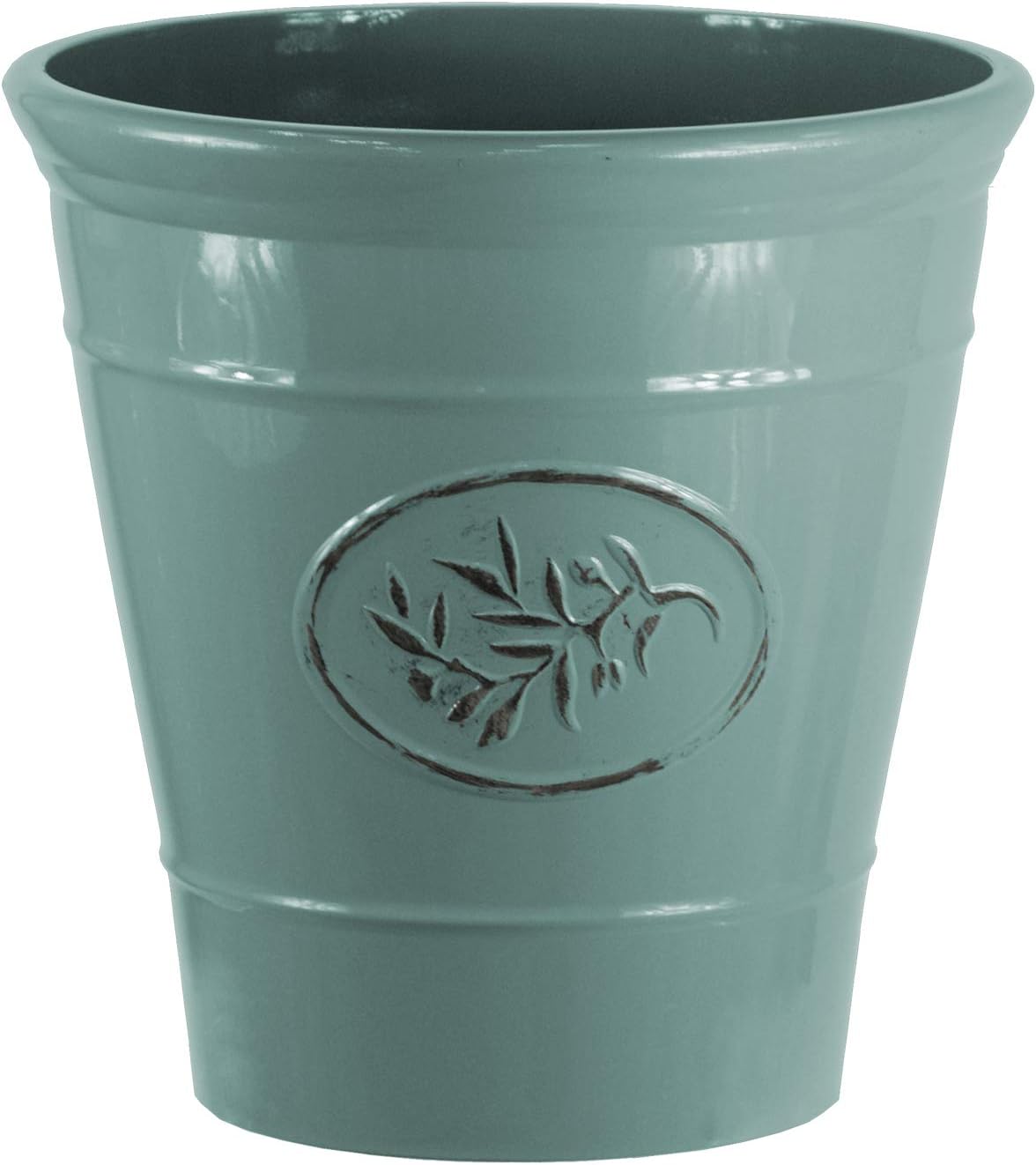 Country Style Gloss Plastic Planter - Green, Single Pot - 40cm (H) x ...