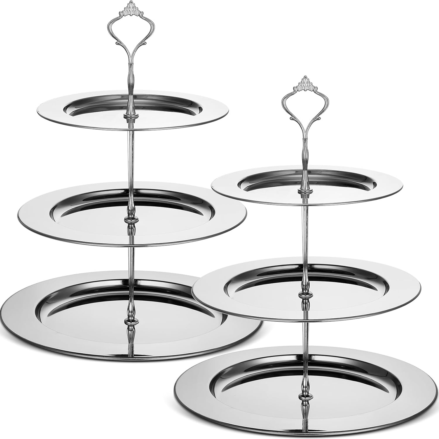 Dandat 2 Pcs 3 Tier Cupcake Stand Stainless Steel Dessert Tower Tray dandat-2-pcs-3-tier-cupcake-stand-stainless-steel-dessert-tower-tray