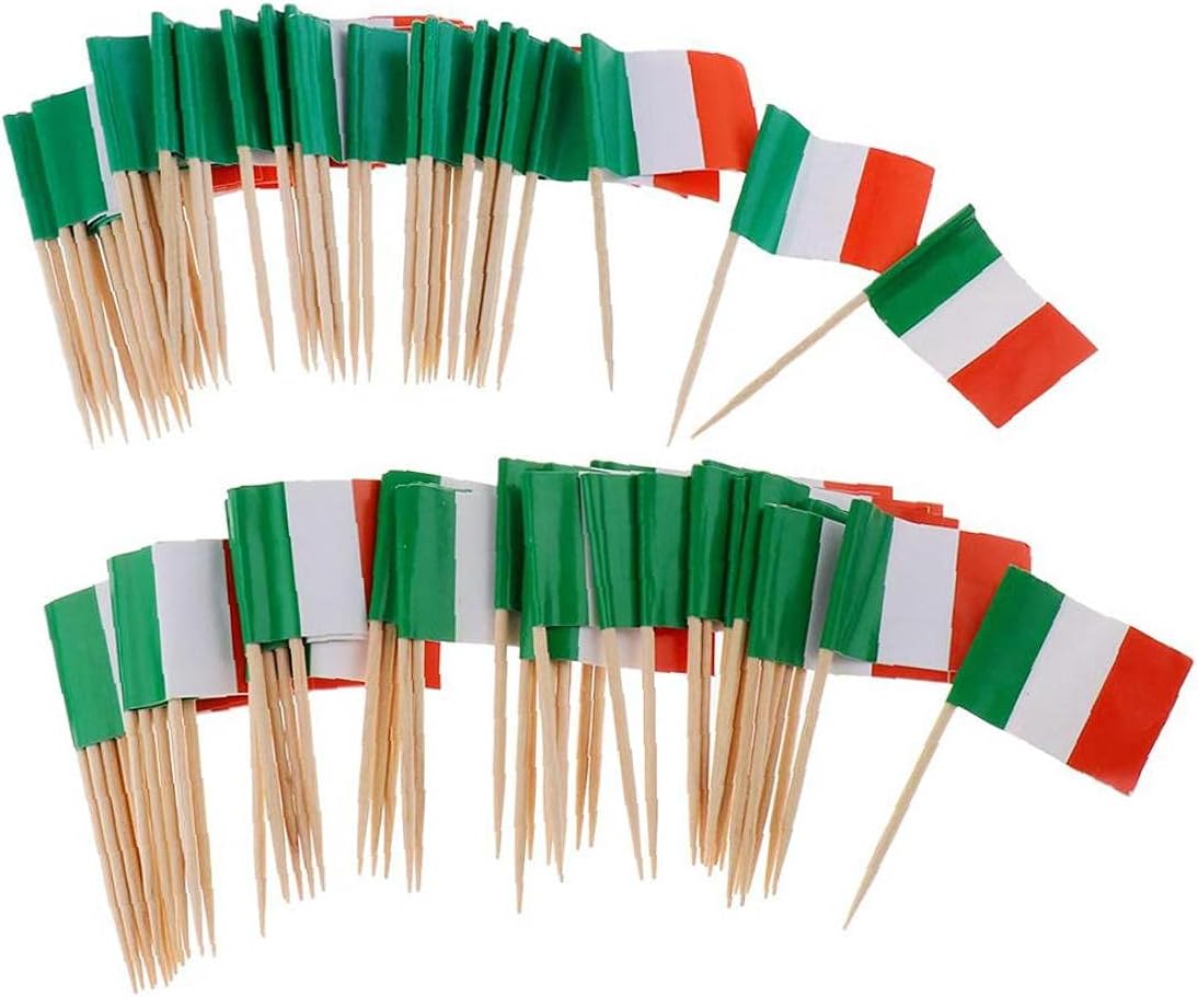 Ohomr Toothpicks, 100pcs Italian Flag Toothpicks Italy Flag Picks Mini ...