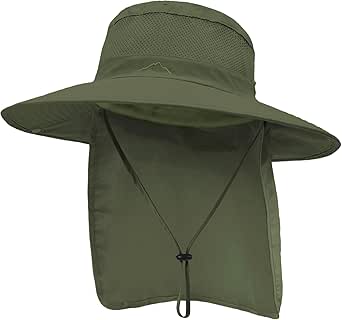 Amazon.com : Outdoor Sun Hats with Stowable Neck Flap for Men Women UPF ...